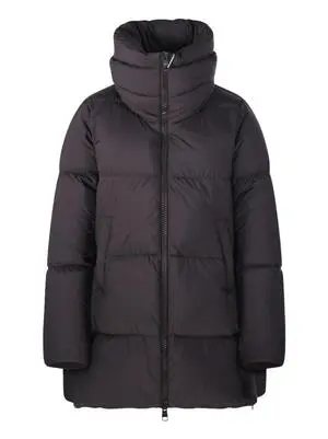 Herno High Neck Zip-up Quilted Coat - Black