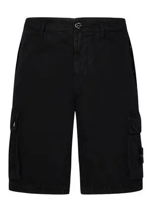 Stone Island Logo Patch Cargo Shorts - Black
