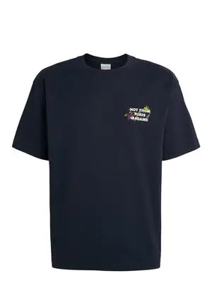 Drole De Monsieur Cotton Vine Slogan T-shirt - Navy