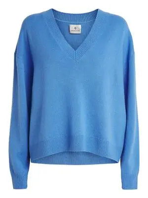 ANINE BING Cashmere Oversized V-neck Sweater - Blue