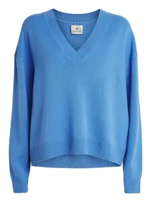 ANINE BING Cashmere Oversized V-neck Sweater - Blue