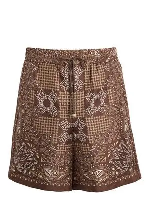 Amiri Silk Bandana Print Shorts - Brown