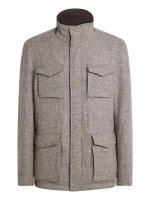 Herno Herno Virgin Wool High-Neck Utility Jacket Brown