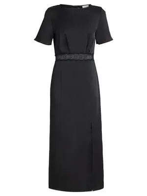 Claudie Pierlot Satin Lace-waist Midi Dress - Black
