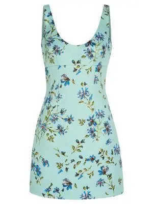 EMILIA WICKSTEAD Emilia Wickstead Floral Print Faille Mini Dress Blue