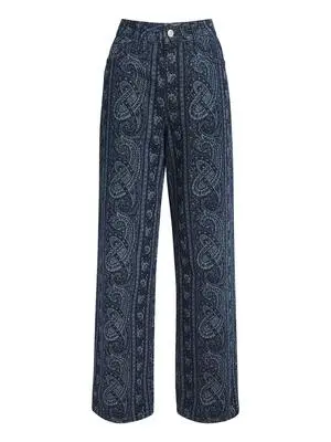Claudie Pierlot Paisley Print Straight Leg Jeans - Blue