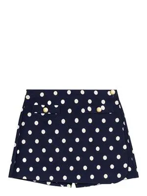 Maje Linen-blend Polka Dot Mini Skort - Blue