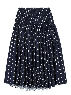 Maje Cotton Polka Dot Maxi Skirt - Blue
