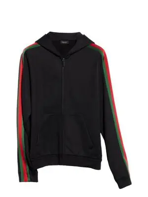 Gucci Silk Cotton Jersey Zip Jacket With Web Detailing - Black