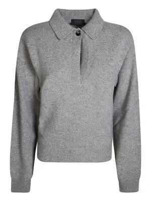 HAIKURE Haikure Ribbed Polo Knitted Top Gray