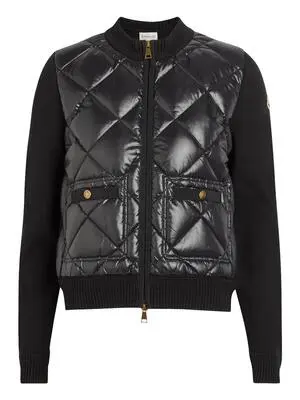 Moncler Quilted Cotton And Nylon Zip-up Cardigan - Black
