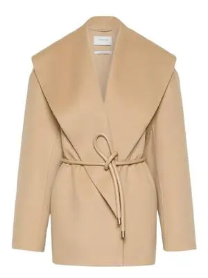 Sportmax Shawl Collar Belted Wool Coat - Camel