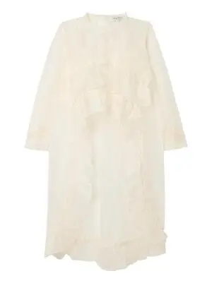 Sea Lightweight Silk Organza Ruffled Top - White
