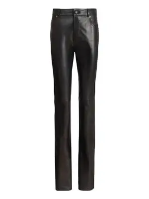 Balmain High-waisted Leather Trousers - Black