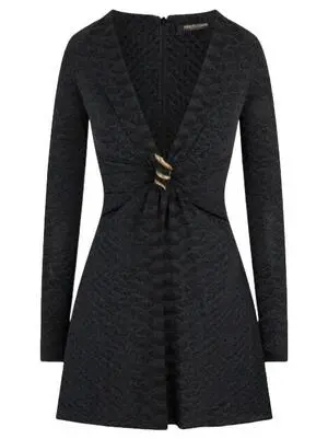 Roberto Cavalli Serpentine Textured Mini Dress - Black
