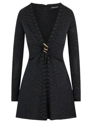 Roberto Cavalli Serpentine Textured Mini Dress - Black