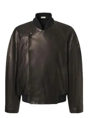 Fear Of God Leather Bomber Jacket - Black