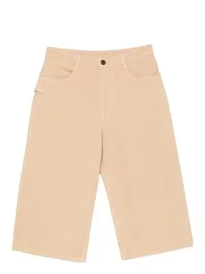 LEMAIRE Lemaire Logo-Patch Wide-Leg Denim Shorts Straw