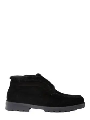 Santoni Suede Desert Boots With Lambswool Trim - Black