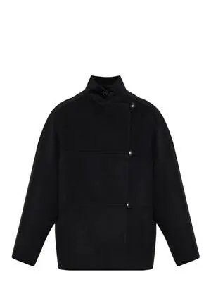 RÓHE Stand-collar Oversized Jacket With Leather Buttons - Black
