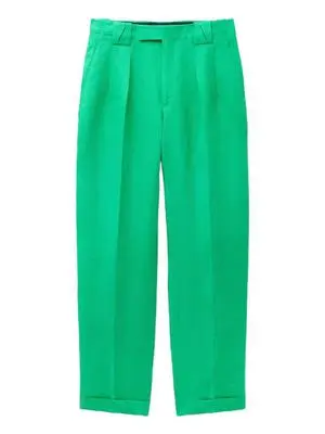 Versace Pleated Tailored Trousers With Medusa Hardware - Green