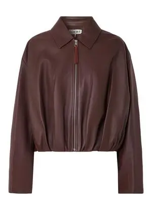 Loewe Balloon Leather Jacket - Chocolate-colored