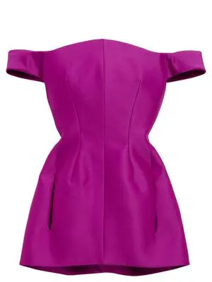 Balenciaga Wool-silk Off-shoulder Mini Dress - Purple