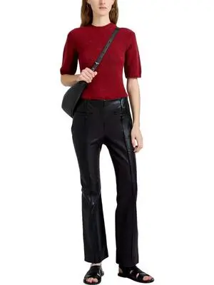Proenza Schouler White Label Dana Sweater Stripe Knit With Ribbed Short Sleeves - Red