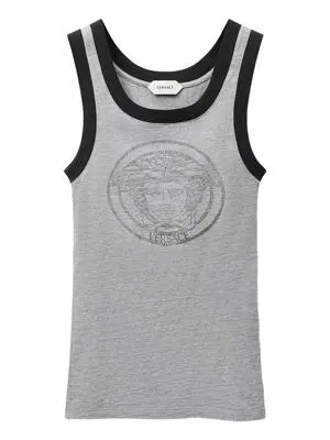Versace Medusa Graphic Cotton-jersey Tank Top - Grey
