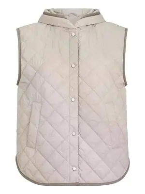 Brunello Cucinelli Lightweight Matte Nylon Quilted Vest With Hood - Neutrals