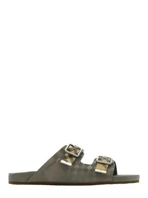 Burberry Burberry Check Suede Urchin Sandals Grey