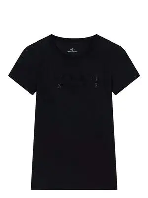 Armani Exchange Rhinestone Embellished Logo T-shirt - Black