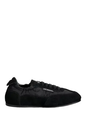 Moschino Suede Panelled Logo Tag Sneakers - Black