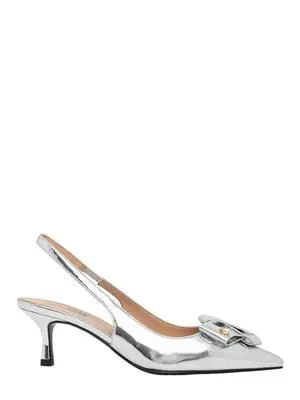 Moschino Bow Detail Slingback Pumps - Silver
