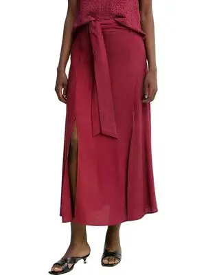 PEDRO DEL HIERRO Belted Maxi Skirt With Side Slits - Red
