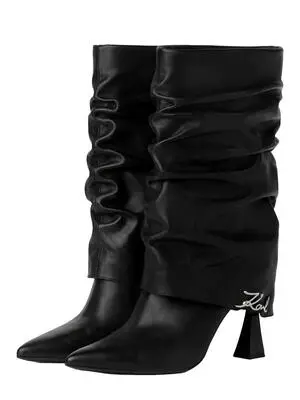 Karl Lagerfeld Debutante Midi Slouch Boots - Black