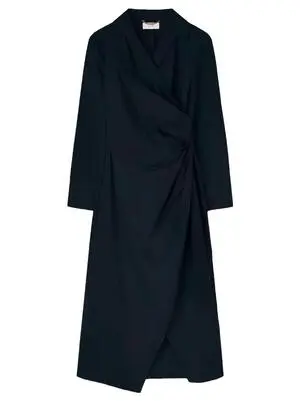RETORI Retroff Long Sleeve Draped Cotton Midi Dress - Blue