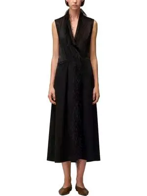 RETORI Retrofeather-trimmed V-neck Midi Dress - Black