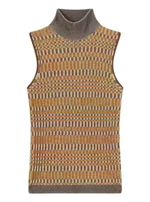 RETORI Retrofi Micro-check Sleeveless Top - Brown