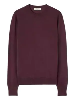 RETORI Crew Neck Sweater With Burgundy Damier Cuffs - Red