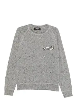 Dsquared2 Logo Patch Flecked Sweater - Grey