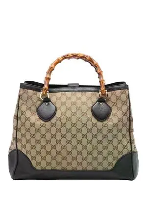 Gucci Gg Canvas Bamboo Diana Tote Bag - Neutrals