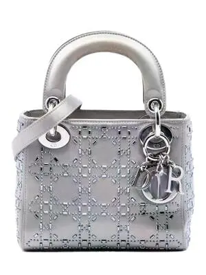 Dior Mini Lady Satchel With Crystal Embellishments - Grey