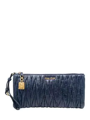 Miu Miu Matelassé Nappa Clutch Bag - Blue