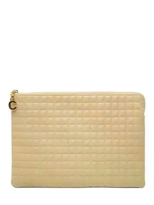 Celine Quilted Calfskin C Charm Clutch Bag - Neutrals