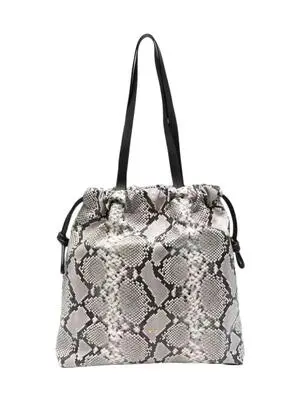 N°21 Eva Snakeskin-effect Drawstring Shoulder Bag - Grey
