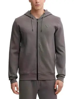 Guess Aldwin Logo-patch Zip-up Hoodie - Grey