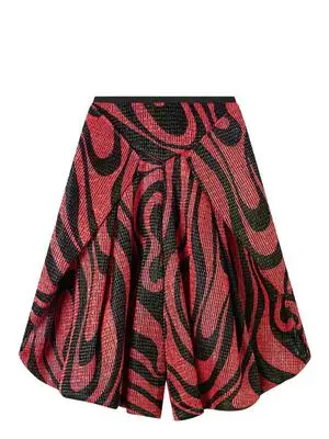 Emilio Pucci Marmo Print Raffia Wide Pants - Red