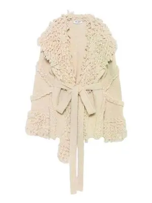Attico Fringe-trim Belted Jacket - Neutrals