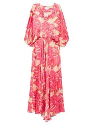 Themis Z Ismene Abstract Print V-neck Maxi Dress - Pink